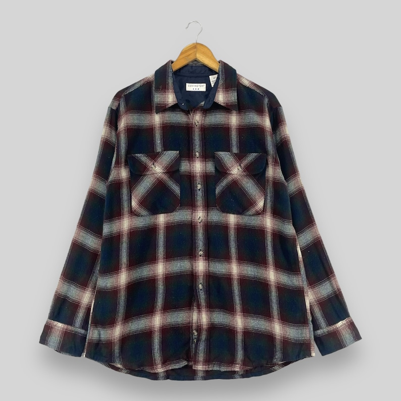 Vintage Y2K COVINGTON Plaid Shadow Flannel Medium Checkered Multicolor ...