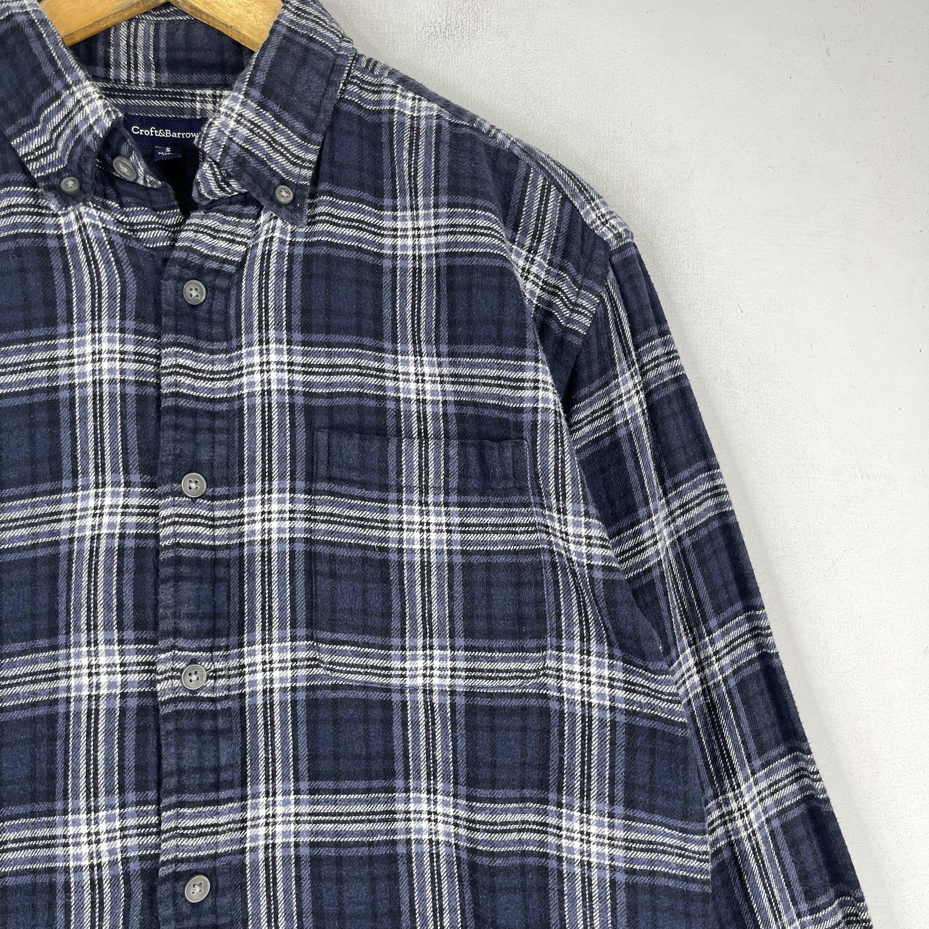 Vintage Y2K Croft & Barrow Plaid Blue Flannel Small Checkered Tartan ...