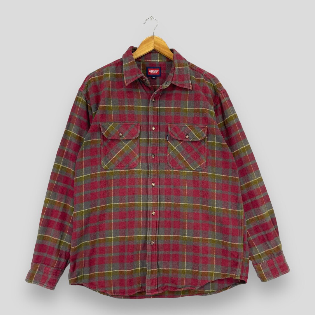 Vintage WRANGLER Flannel Checkered Shirt Large 1990s Plaid Checkered ...