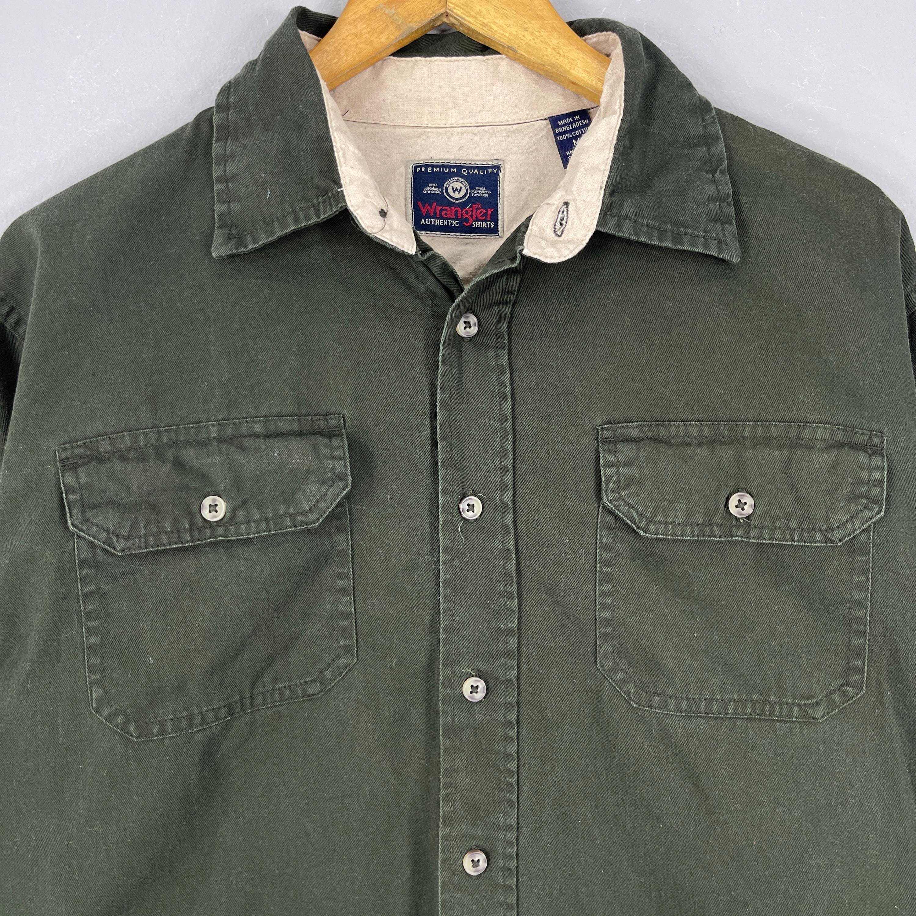 Vintage 1990s WRANGLER Flannel Shirt Medium Wrangler Hipster Minimalist ...