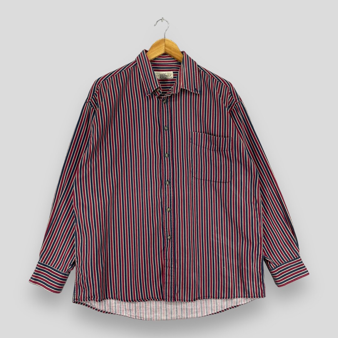 NATURAL ISSUE Striped Flannel Shirt Large Vintage 90's Vertical Stripes ...