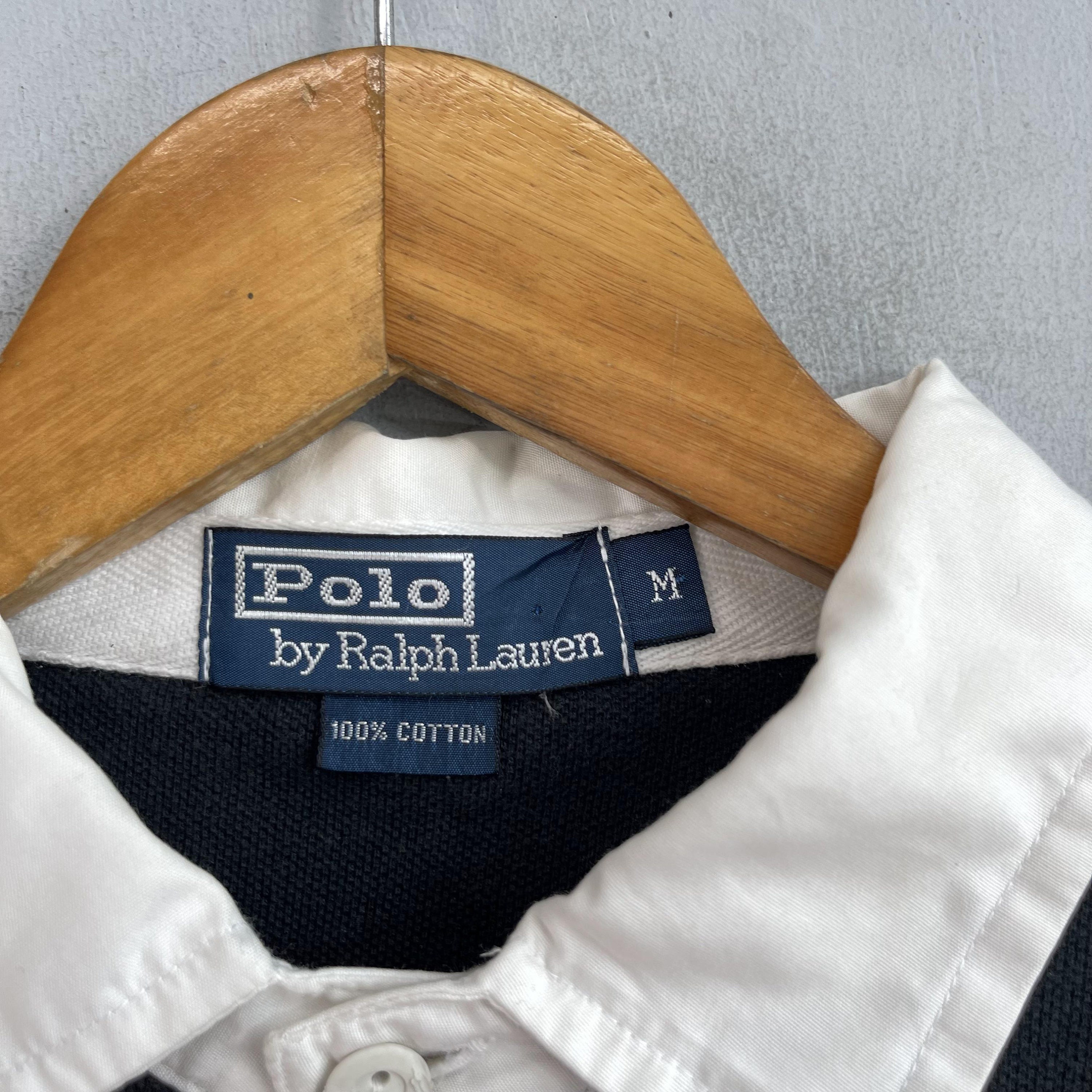 Vintage 1990s POLO Ralph Lauren Polo Rugby Shirt Medium Ralph Lauren Pony Multicolor Stripes ...