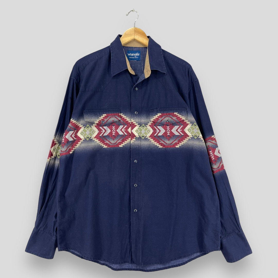 Vintage 1990s WRANGLER Aztec Navajo Western Shirt Xlarge Wrangler ...