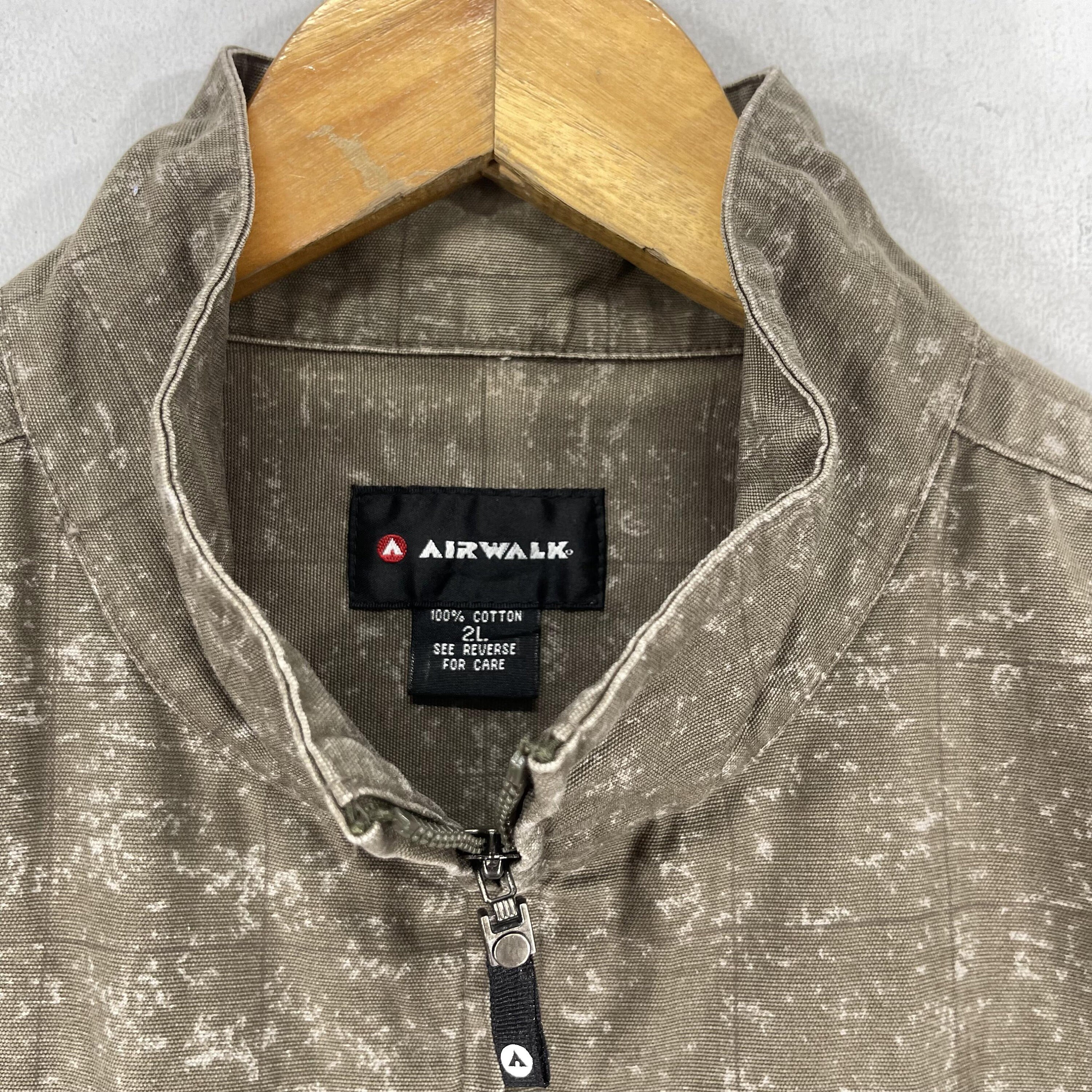 Vintage 90's AIRWALK Denim Jacket Zipper Xlarge Airwalk Workwear Casual ...