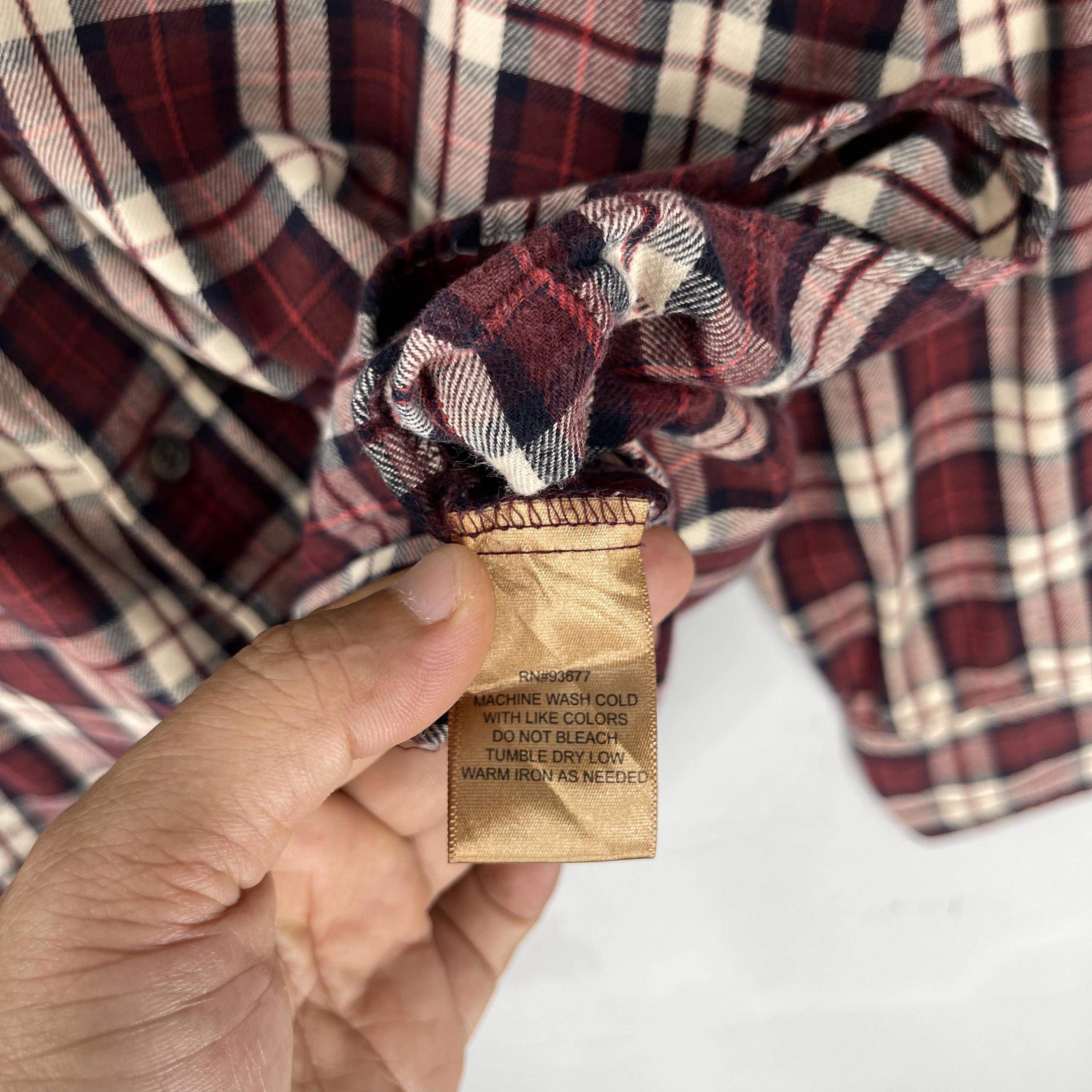 ST JOHN'S BAY Checkered Flannel Vintage Y2K Plaid Tartan Burgundy ...