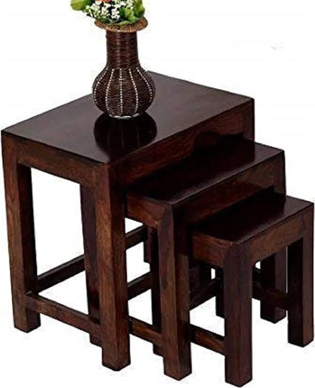 Solid Wood Nesting Tables Set of 3, Indian Style Side Tables - Etsy