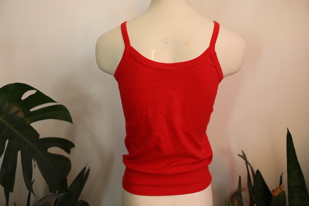 Vintage 1970s 80s Xs Red Spaghetti Strap Tank Top Sleeveless - Etsy