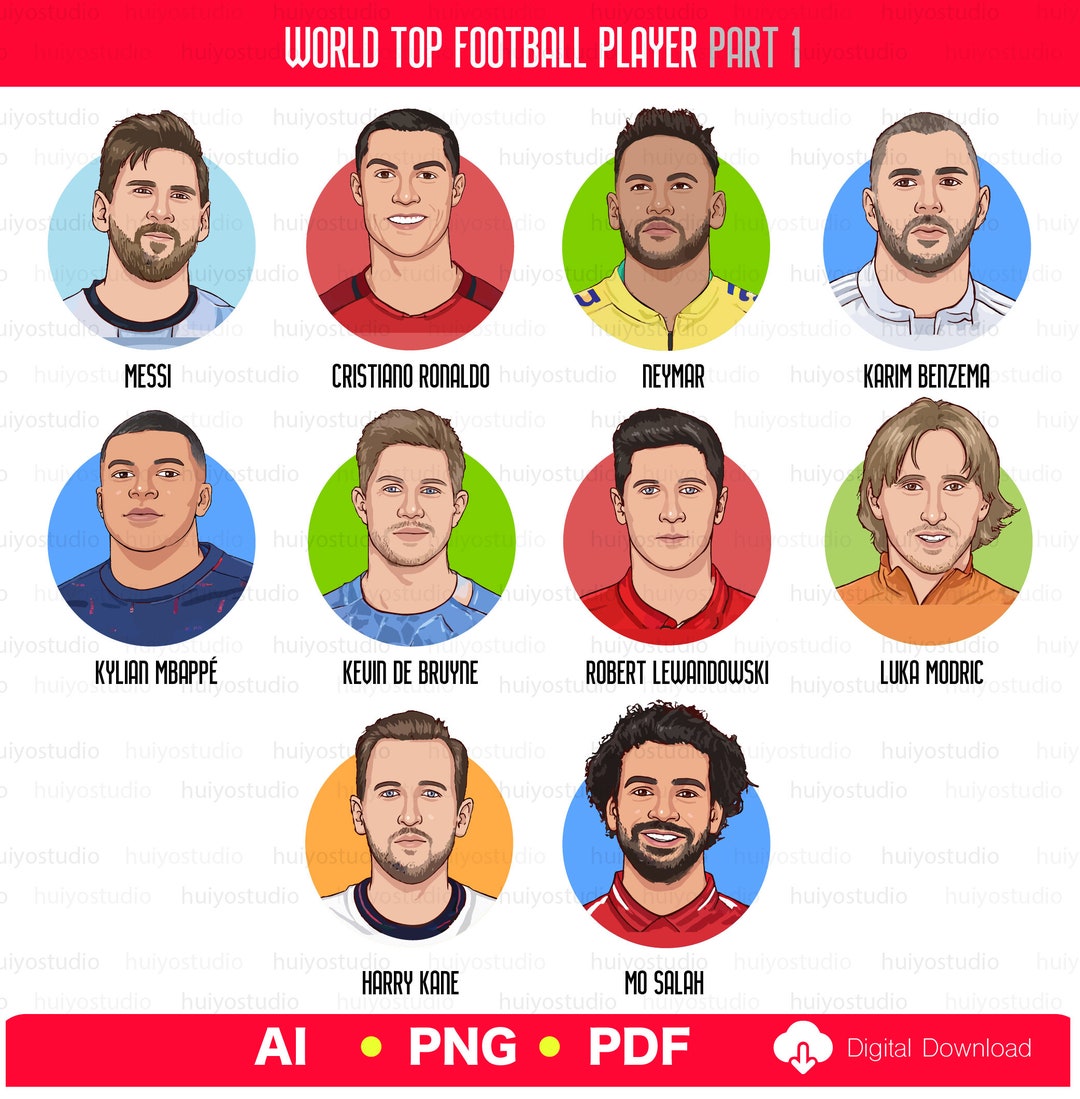 World Top Soccer Player Ronaldo Messi Neymar Clipart Graphics Cartoon ...