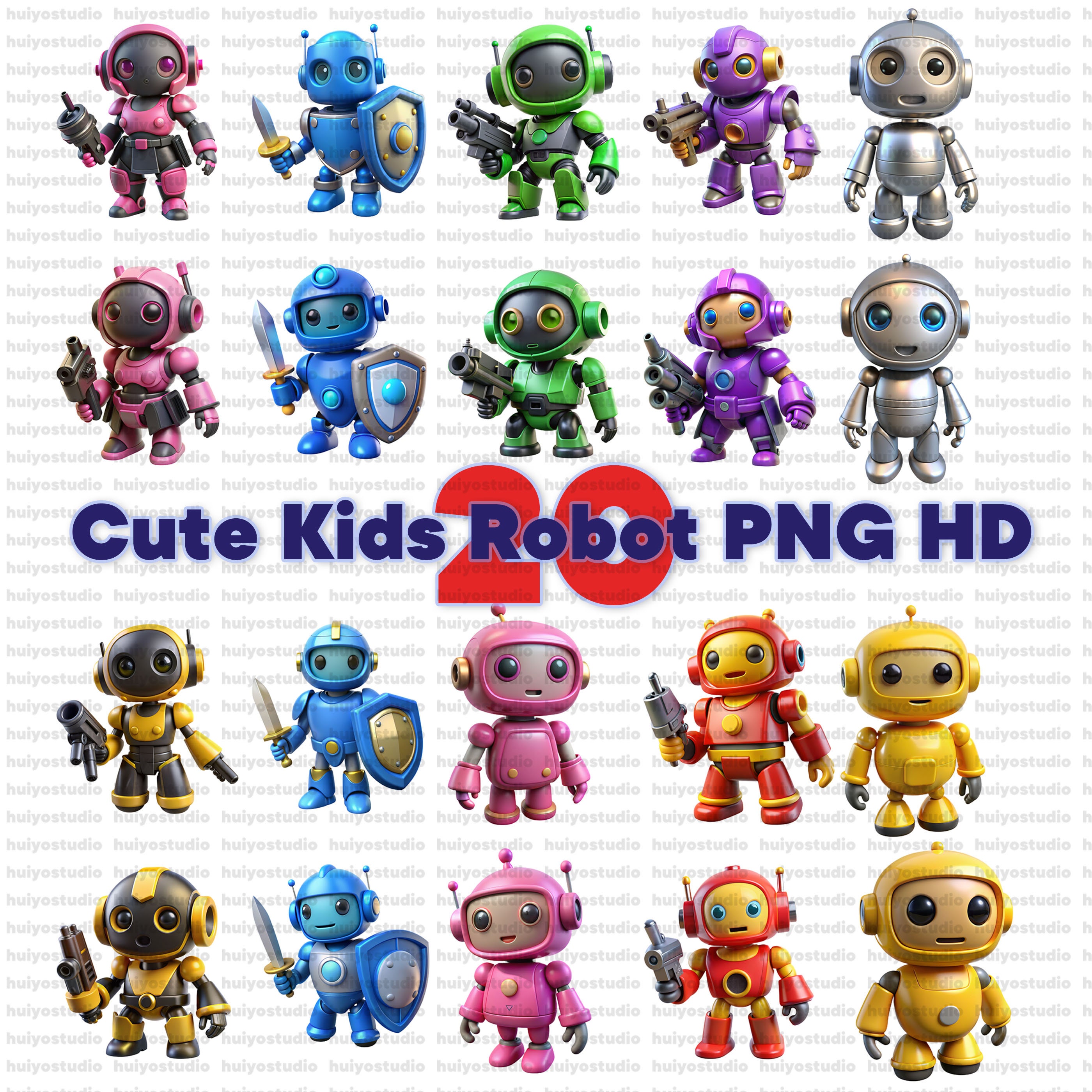 20 PNG Bundle HD | Cute Robot 3D Cartoon Clipart | Kids Robot Cartoon ...