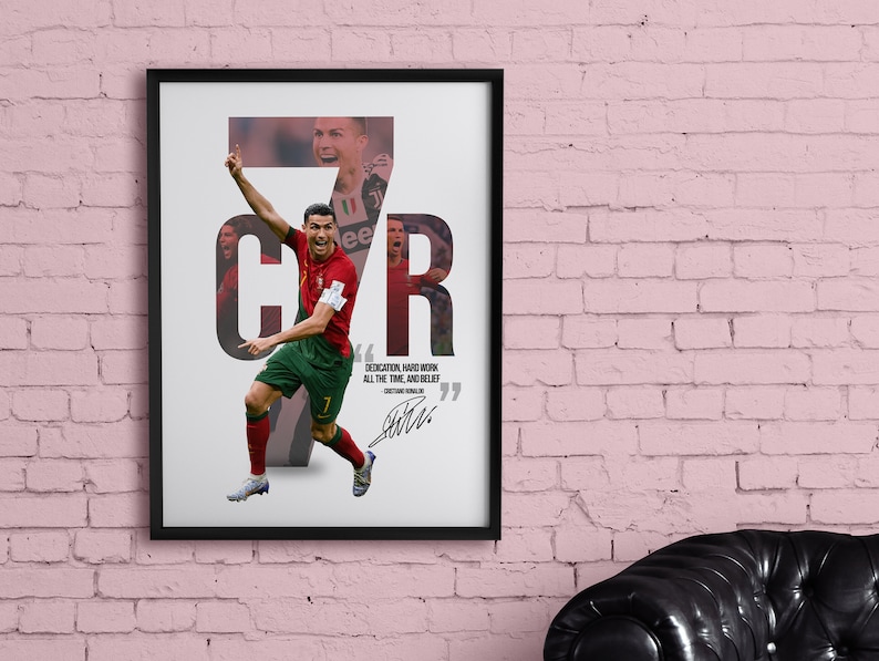 Cristiano Ronaldo Football Poster, Motivational Quote Art (digital ...