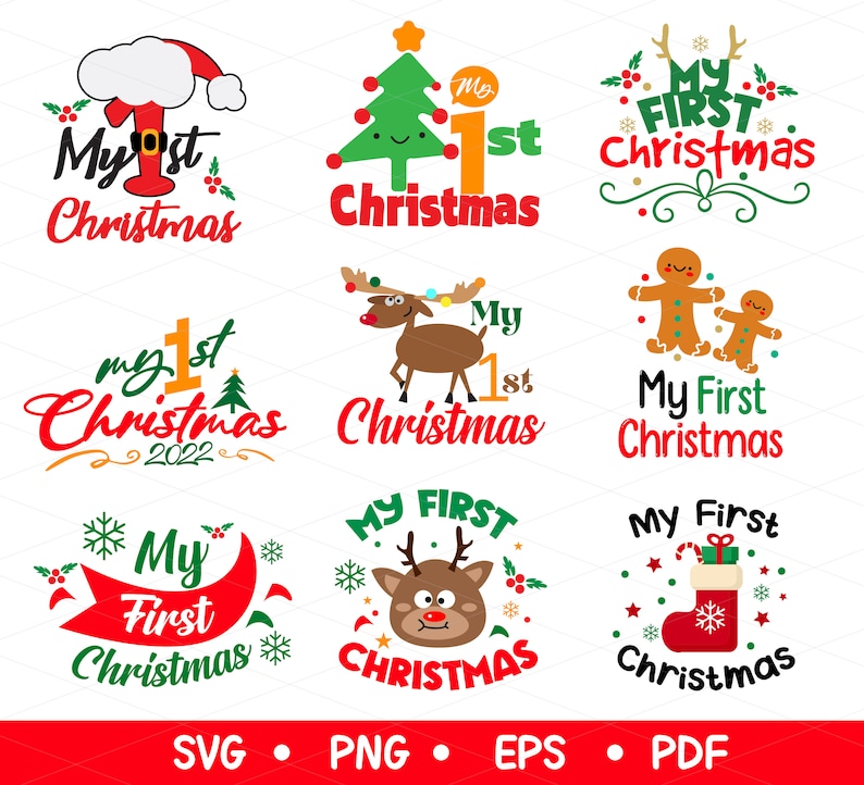 My First Christmas Svg Bundle, First Christmas Svg PDF EPS PNG - Etsy