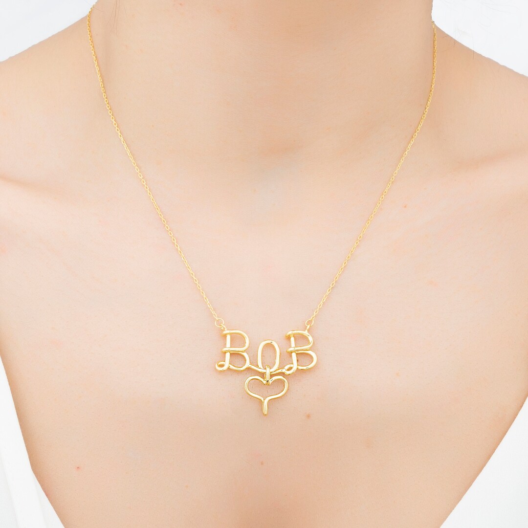 Wire Necklace, Wire Name Necklace, Wire Initial Necklace, Handmade ...