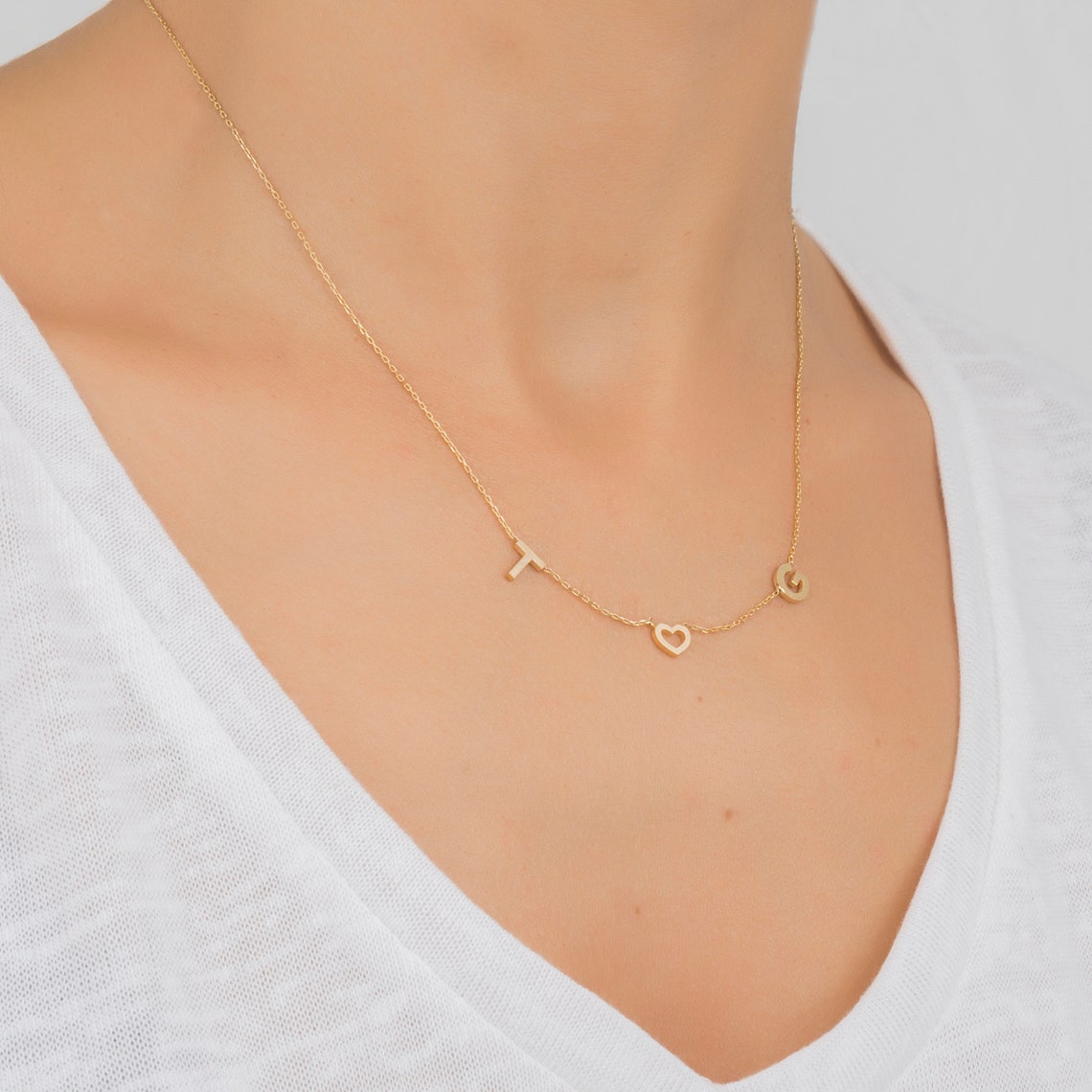 Dainty Initial Necklace Sideways Initial Necklace Dainty - Etsy