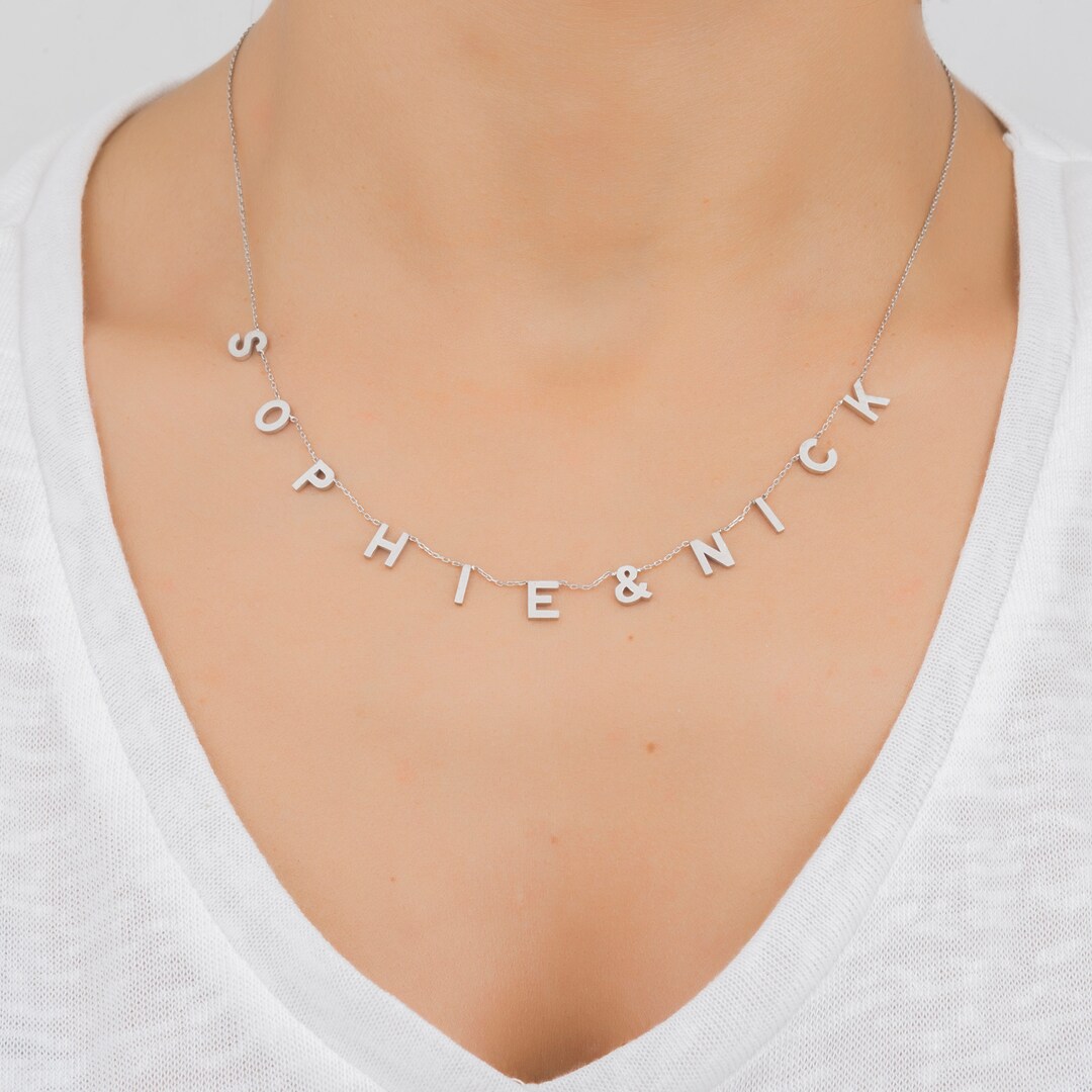 Letter Name Necklace, Custom Letter Choker, Tiny Initial Necklace ...