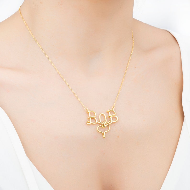 Wire Necklace Wire Name Necklace Wire Initial Necklace - Etsy