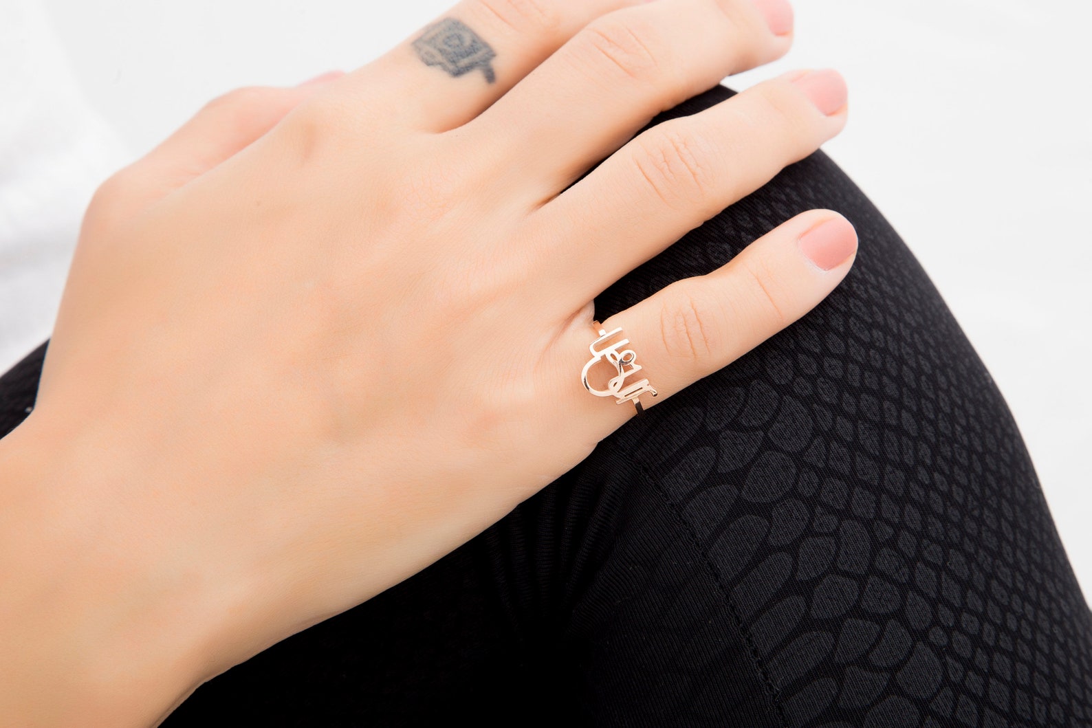 Ring With Name, Script Name Ring, Stackable Name Ring, Minimal Script ...