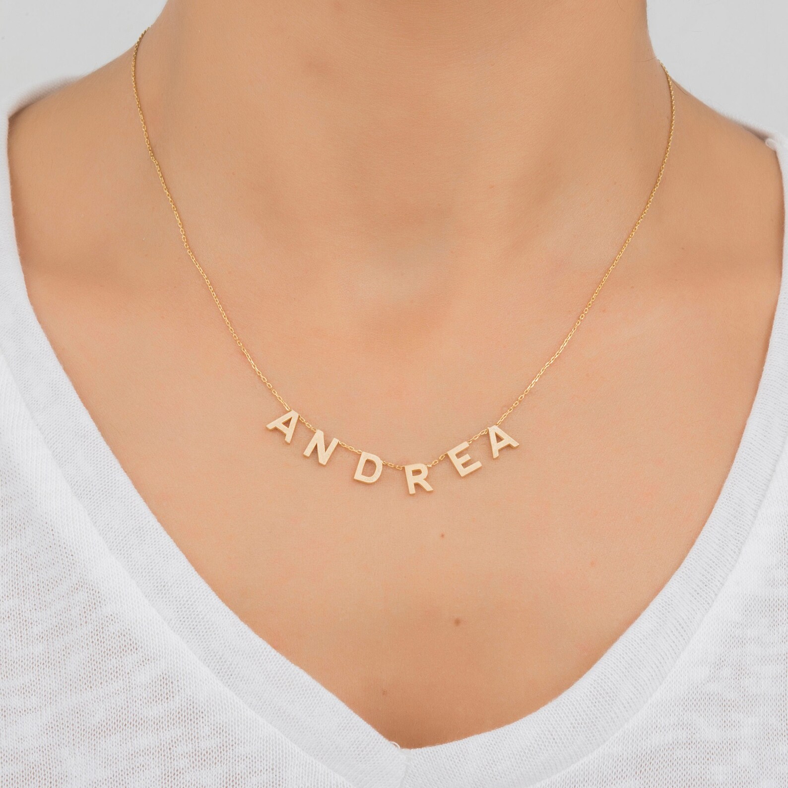 Dainty Letter Name Necklace, Block Name Necklace, Dangled Name Jewelry ...