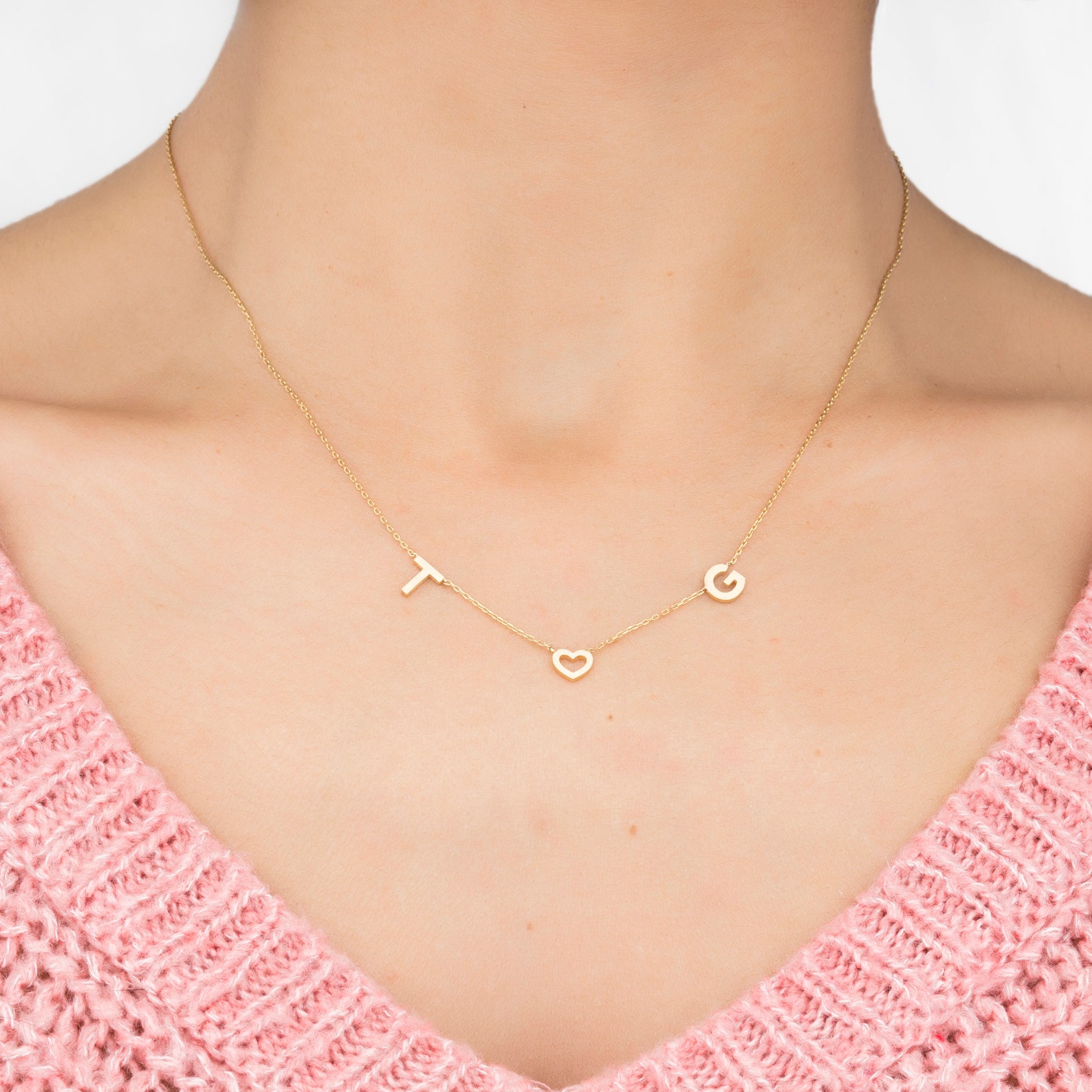 Dainty Initial Necklace Sideways Initial Necklace Dainty - Etsy