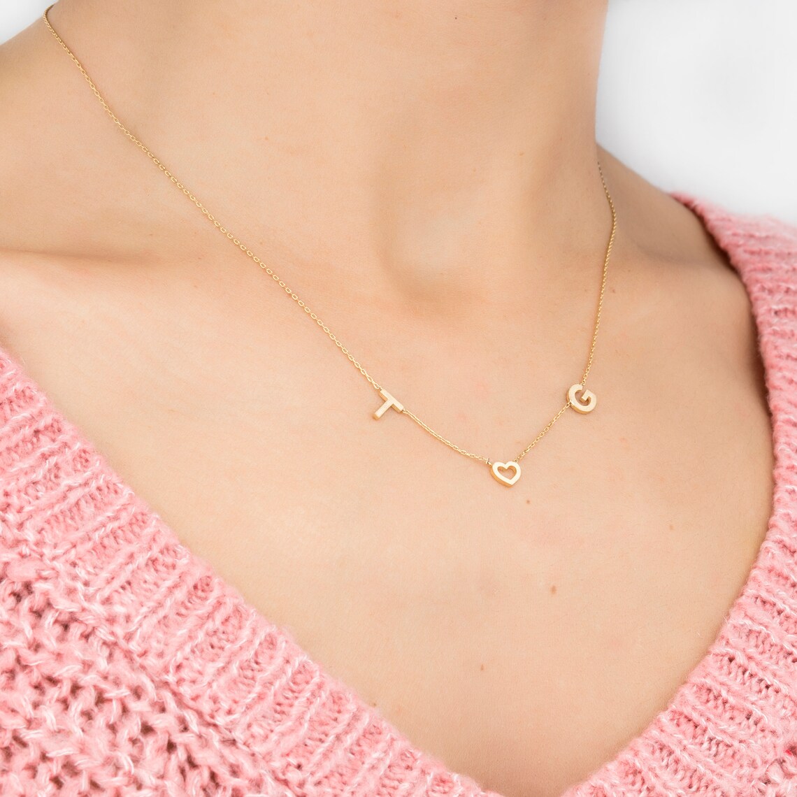 Dainty Initial Necklace Sideways Initial Necklace Dainty - Etsy