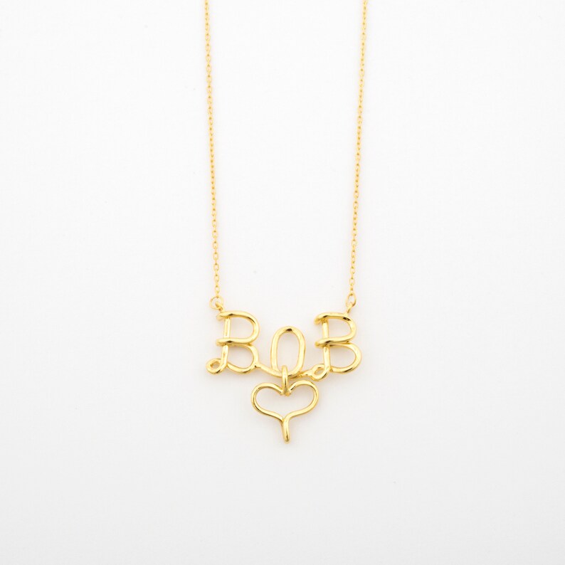 Wire Necklace Wire Name Necklace Wire Initial Necklace - Etsy