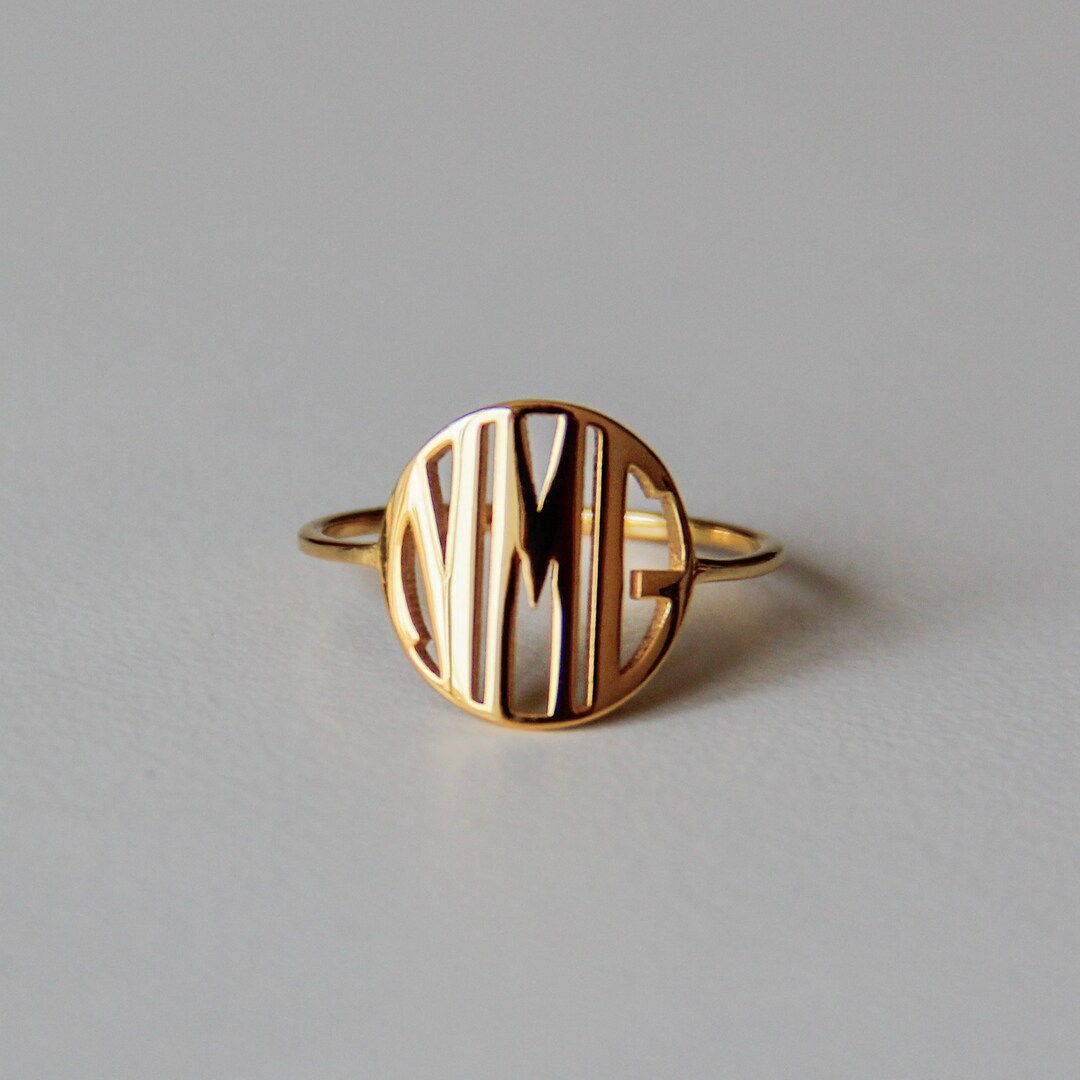 Custom Monogram Ring, Letter Monogram Jewelry, Adjustable Letter ...