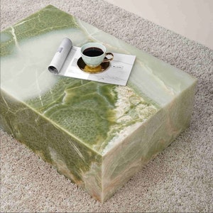 Coffee Table Cube ASPEN Made of Marble Handmade Table Lounge Solid ...