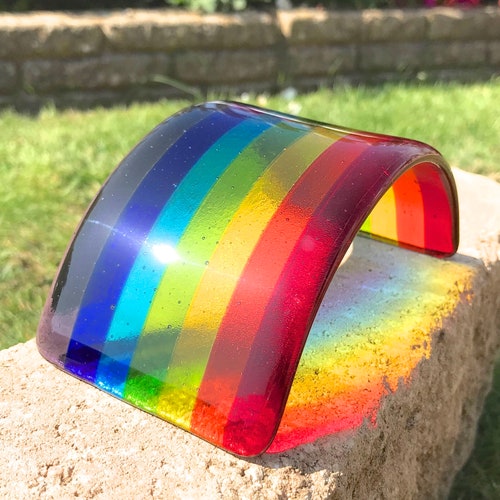 Rainbow Fused Glass Bridge or Curve Medium - Etsy