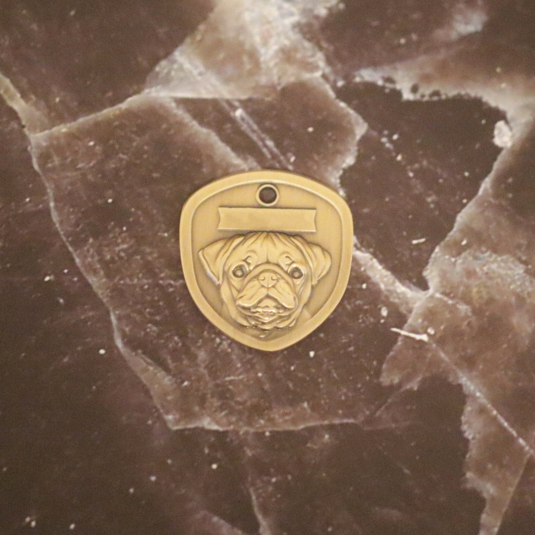 Pug Dog Tibet Pug Shield Shape Dog Tag ID Tag Laser Deep Engraving ...