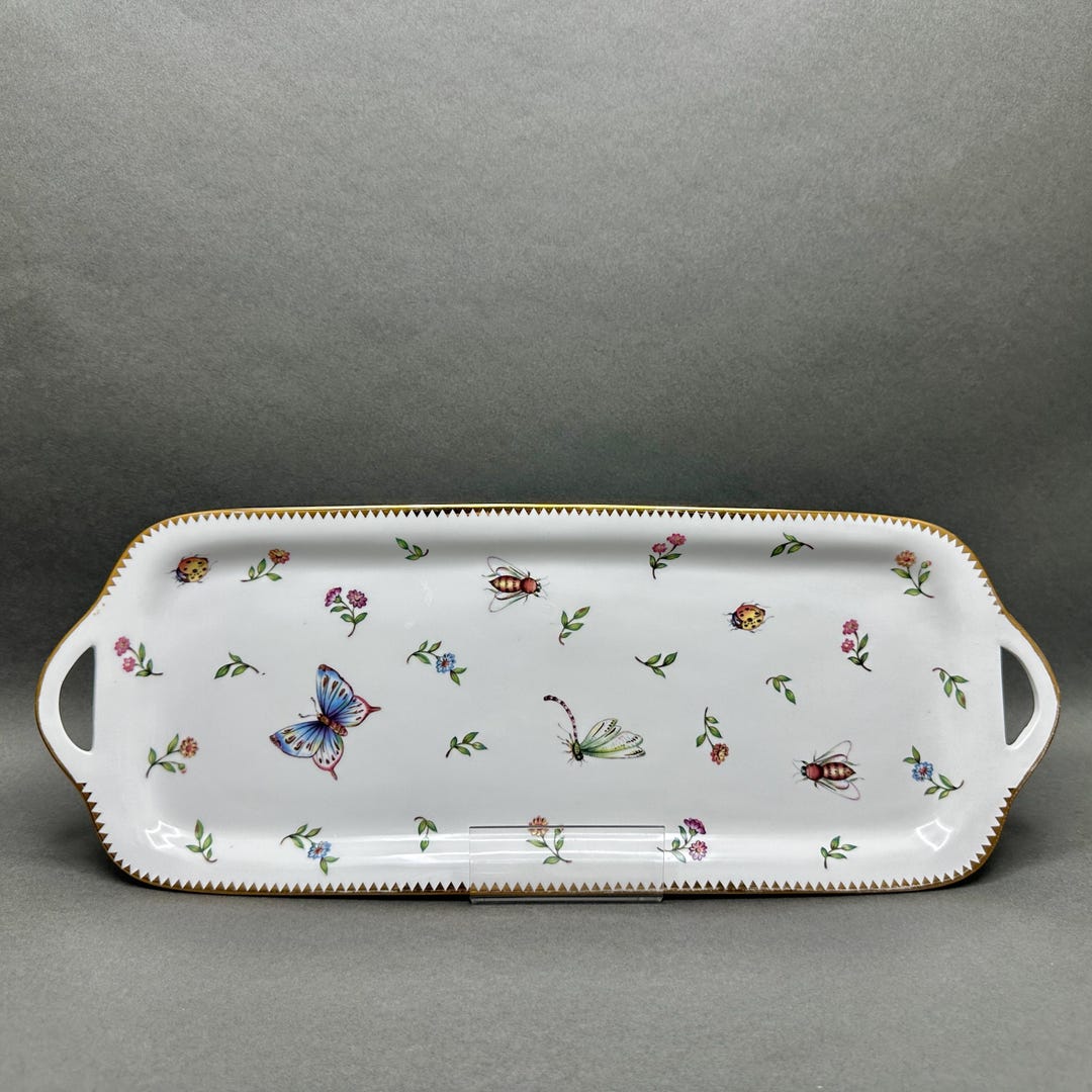 Vintage I. Godinger and Co. “primavera” Rectangular Porcelain Tray With ...