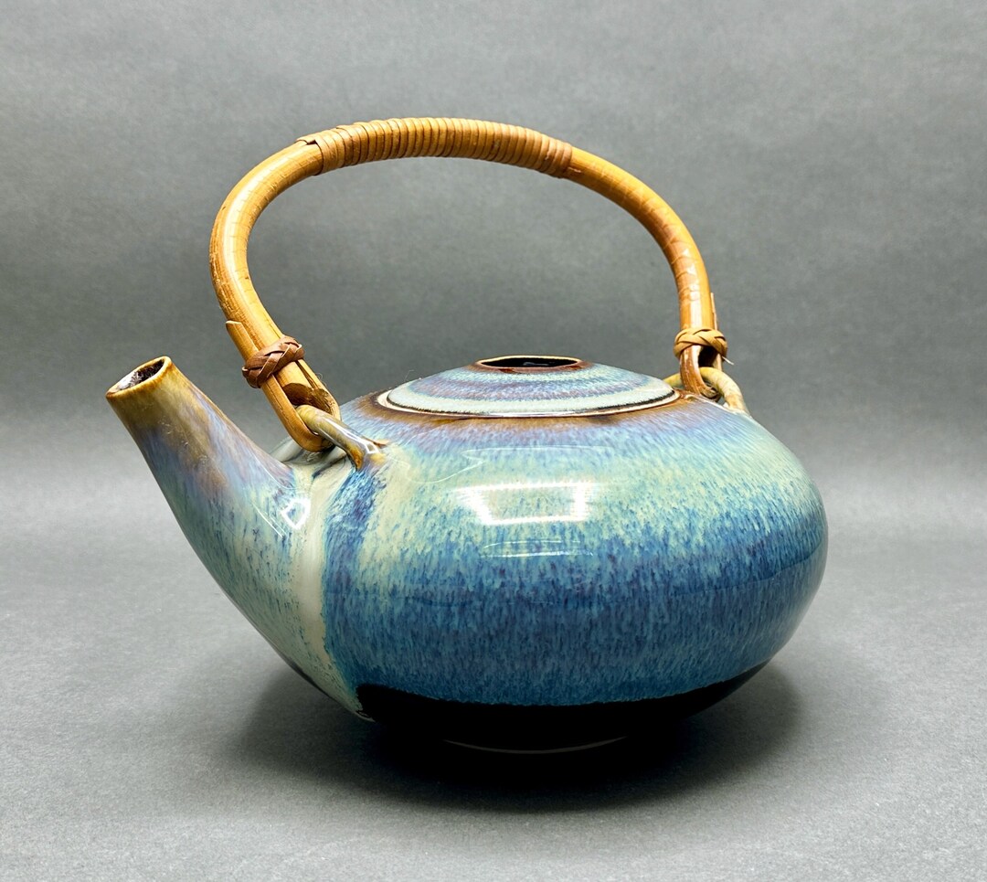 Vintage Bill Campbell Studio Art Pottery Blues and Purples Drip Glaze ...