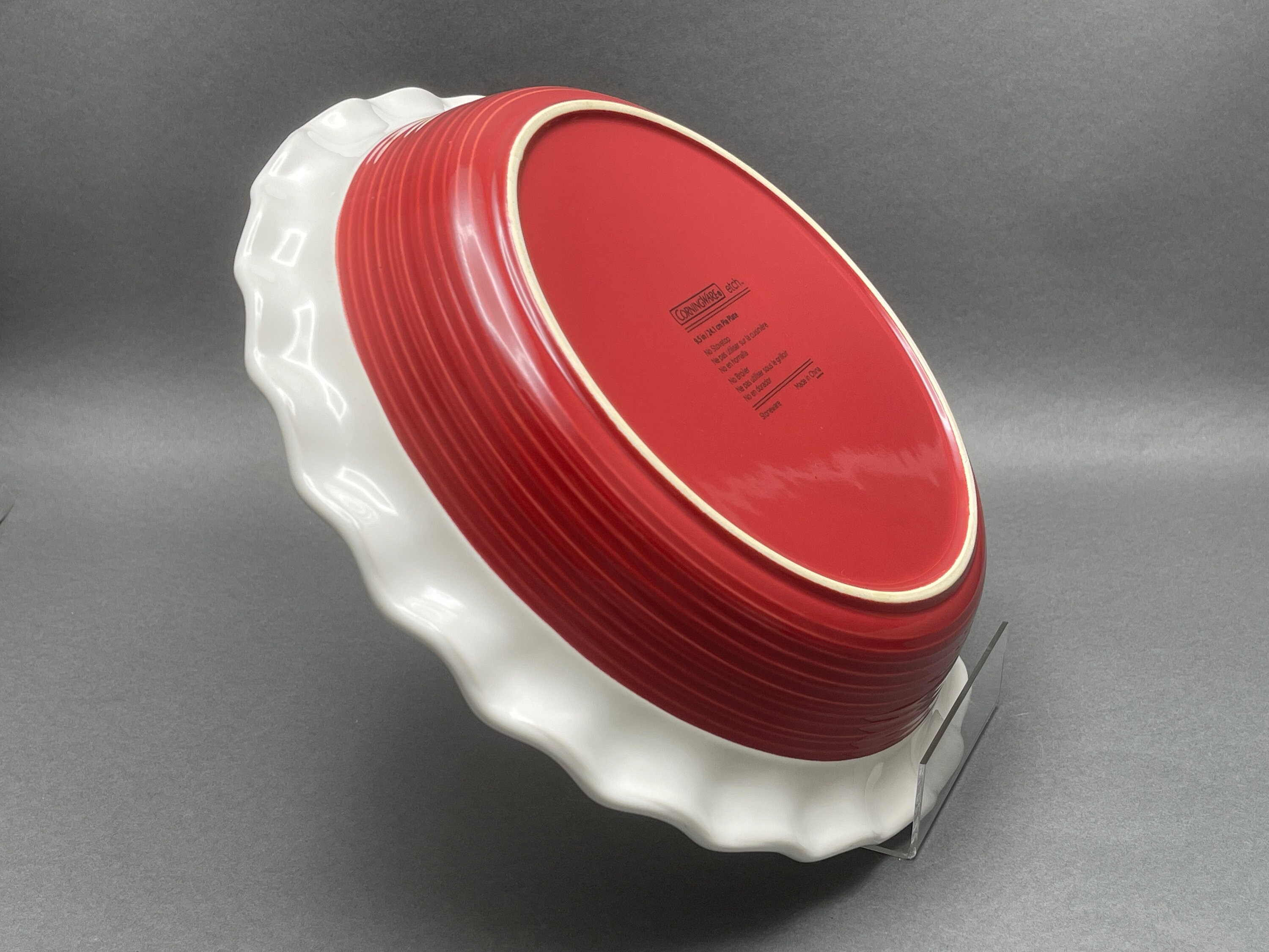 Vintage Corningware etch Red Stoneware Pie Pan - Etsy