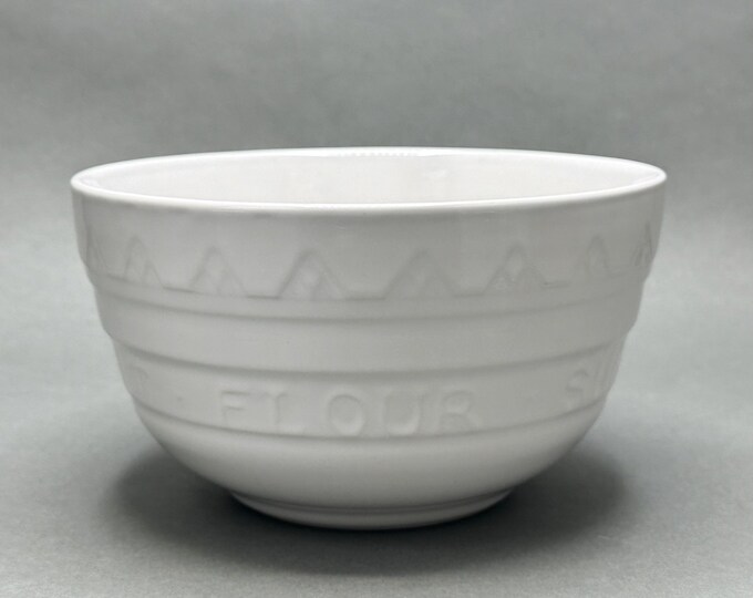 Vintage White Ceramic Mixing Bowl With Embossed Baking Terms "flour ...