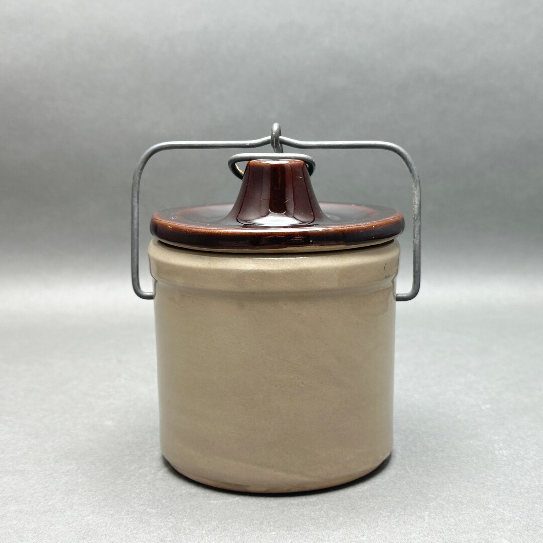 Vintage Old Fashioned Stoneware Sourdough Starter Crock With Wire Bale ...