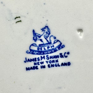 Antique Delph James M. Shaw & Co. New York Vitreous China Blue and ...