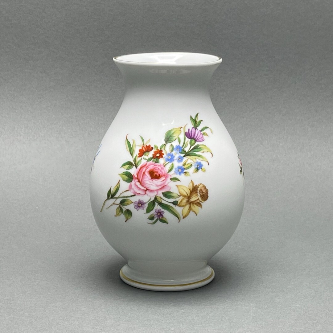 Vintage Royal Worcester Fine Porcelain Vase With Floral Motifs and 22 ...