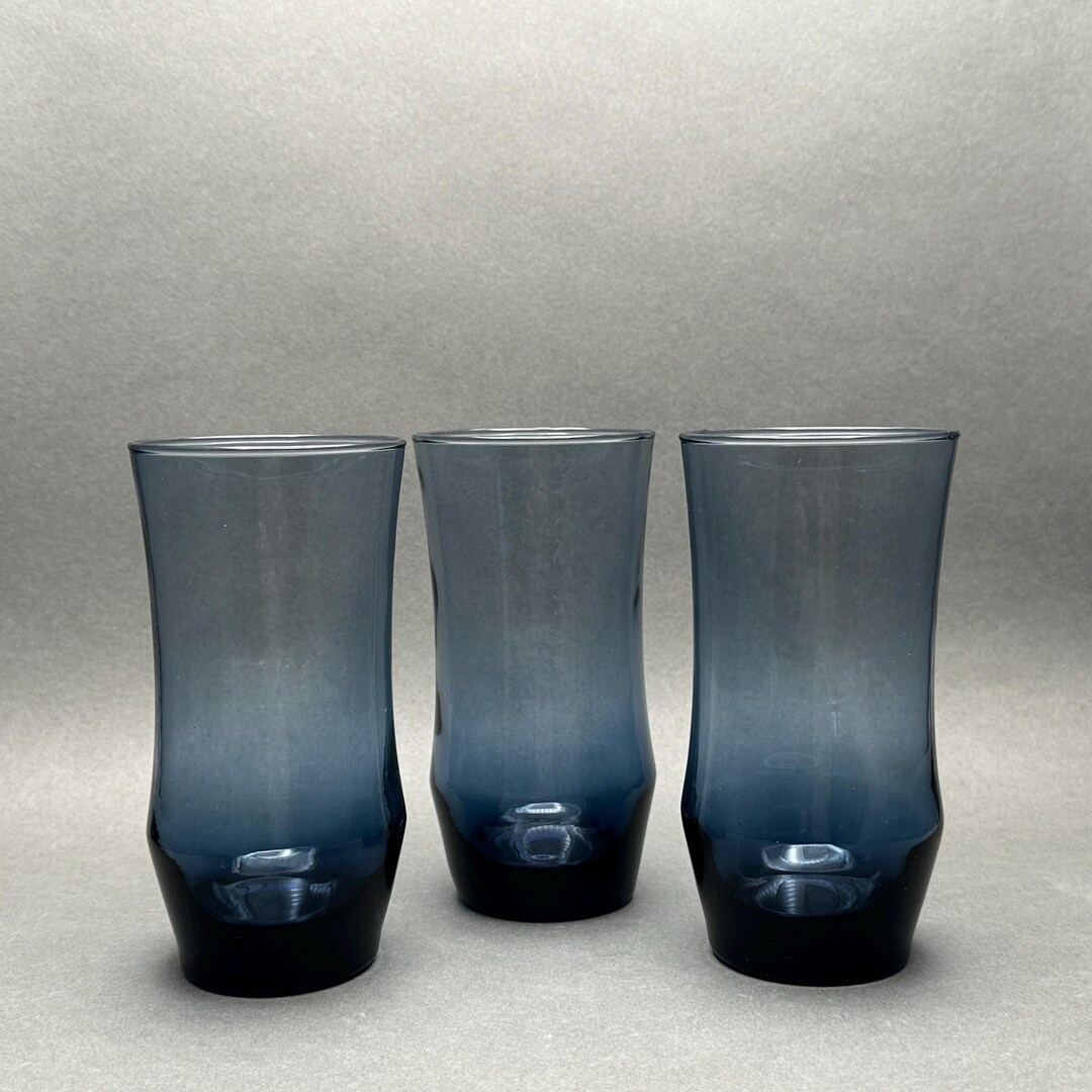 Vintage Libbey “apollo Blue” MCM Drinking Glasses C. 1972. Set of 3 - Etsy