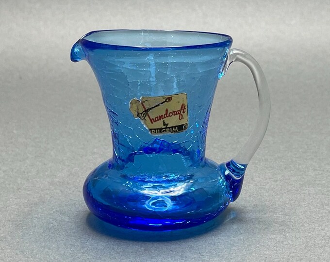 Vintage Pilgrim "handcraft" Blue Crackle Glass Pitcher/creamer - Etsy