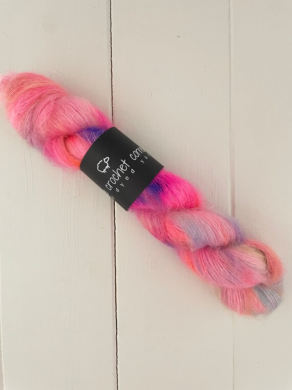 Yarn Red Green Mohair Silk Hand Dyed Yarn Rust Pink Tonal Fuzzy Yarn ...