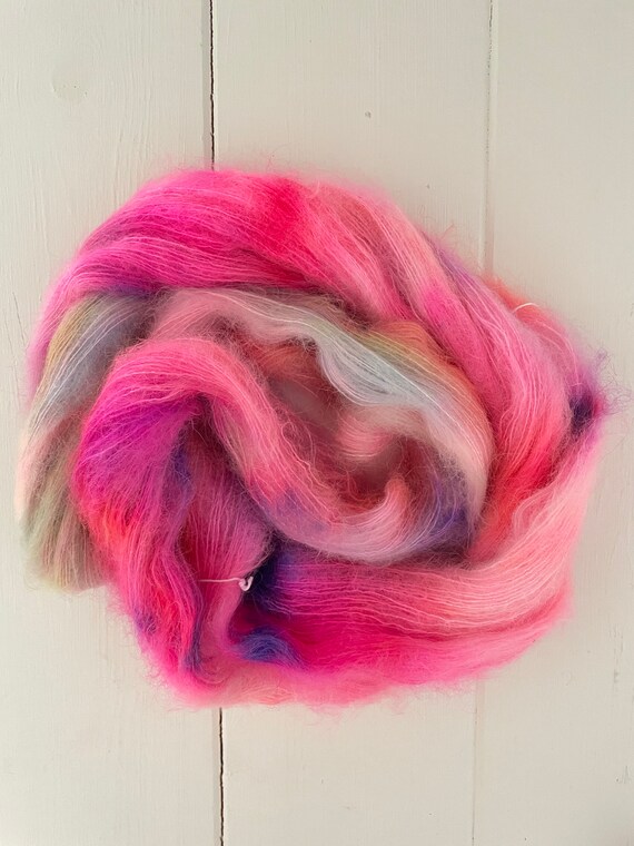 Yarn Red Green Mohair Silk Hand Dyed Yarn Rust Pink Tonal Fuzzy Yarn ...