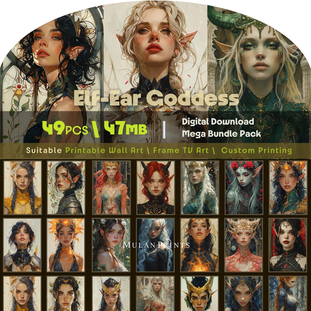 Set of 49 Elf Ear Goddess Wall Art PRINTABLE Fantasy Magic Elves ...