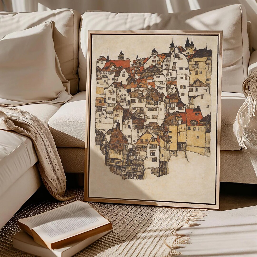 Original Vintage Storybook Town Art | Framed Canvas Fairy Tale Town ...