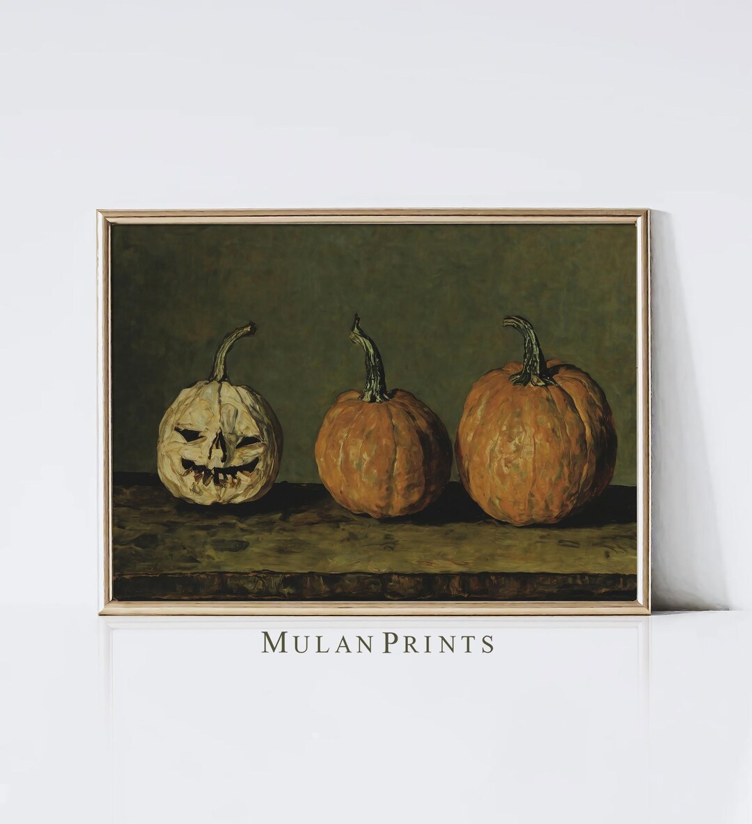Original Halloween Vitage Art PRINTABLE Still Life Pumpkin Painting ...