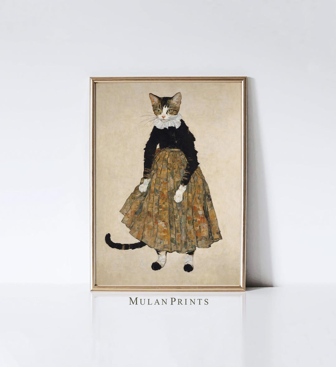 Original Vintage Cat Wall Art | Canvas Framed Princess Kitty Decor ...