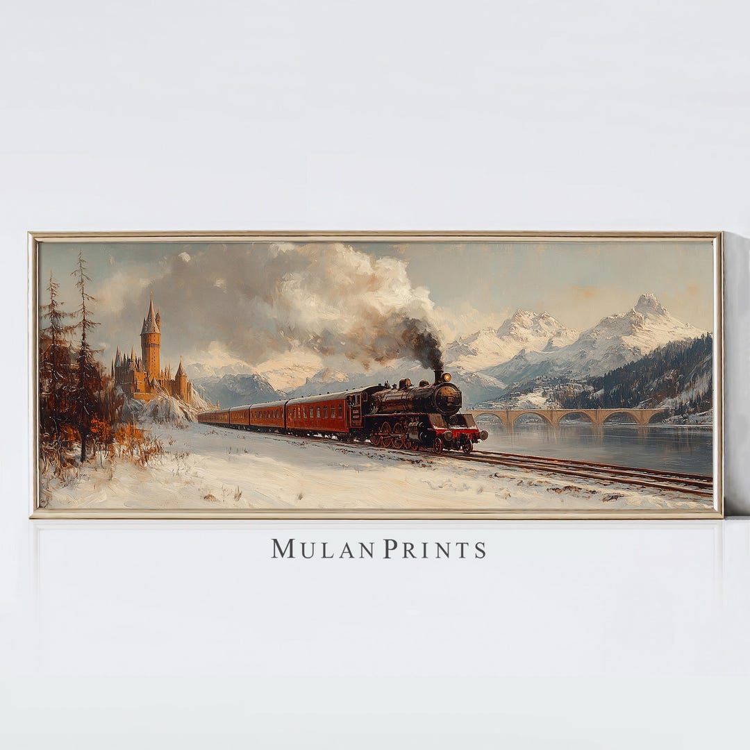 Vintage Winter Magic Train | Red Train Departing Wizard School ...