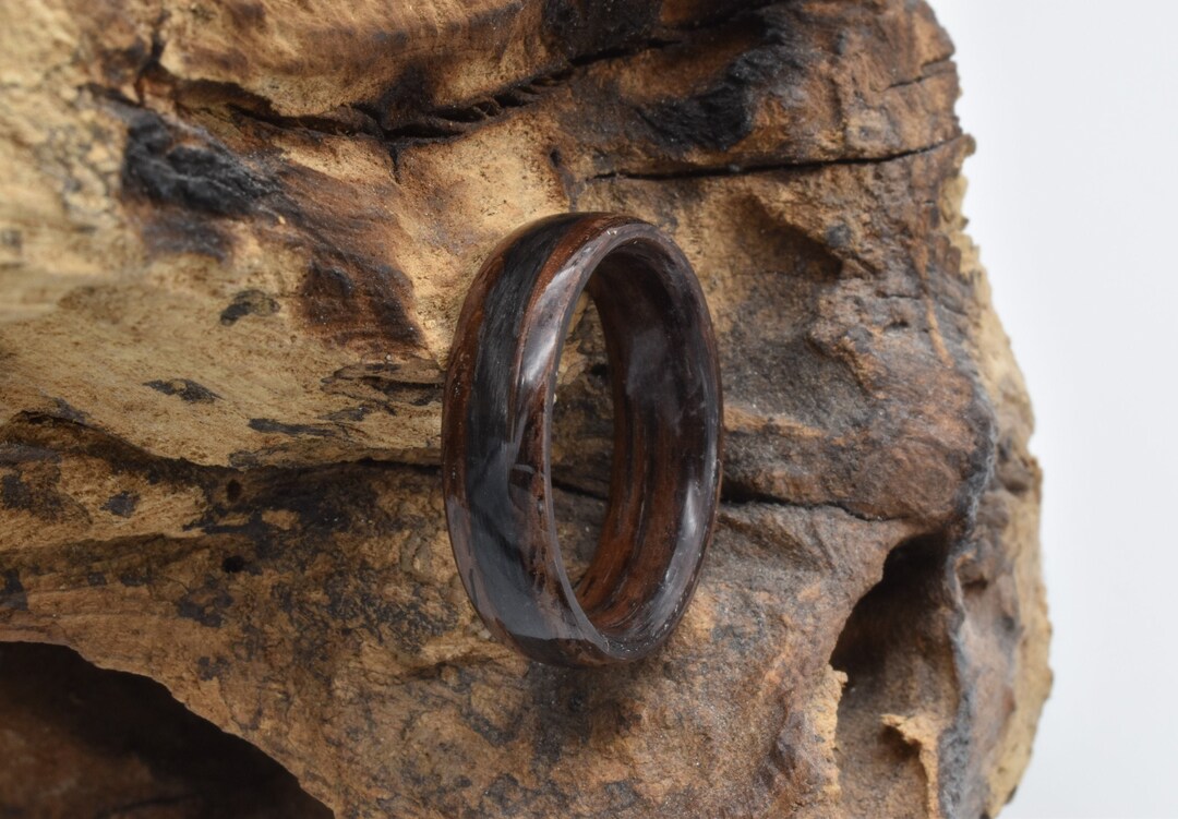 Partner Rings Precious Wood Bentwood Wooden Ring Walnut Wood With Inlay ...