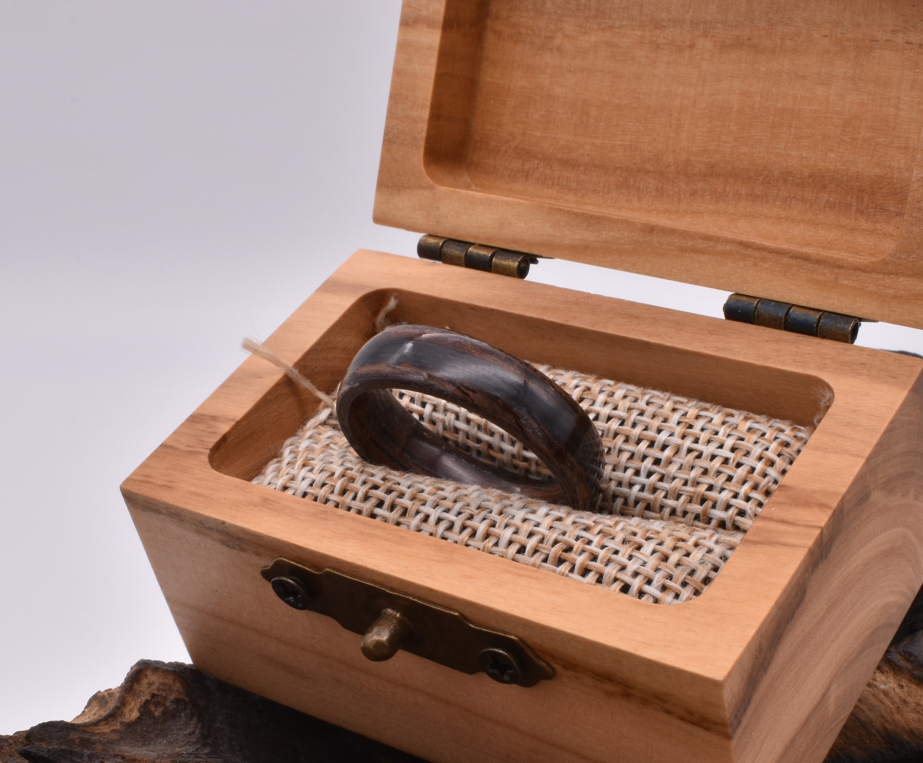 Partner Rings Precious Wood Bentwood Wooden Ring Walnut Wood With Inlay ...