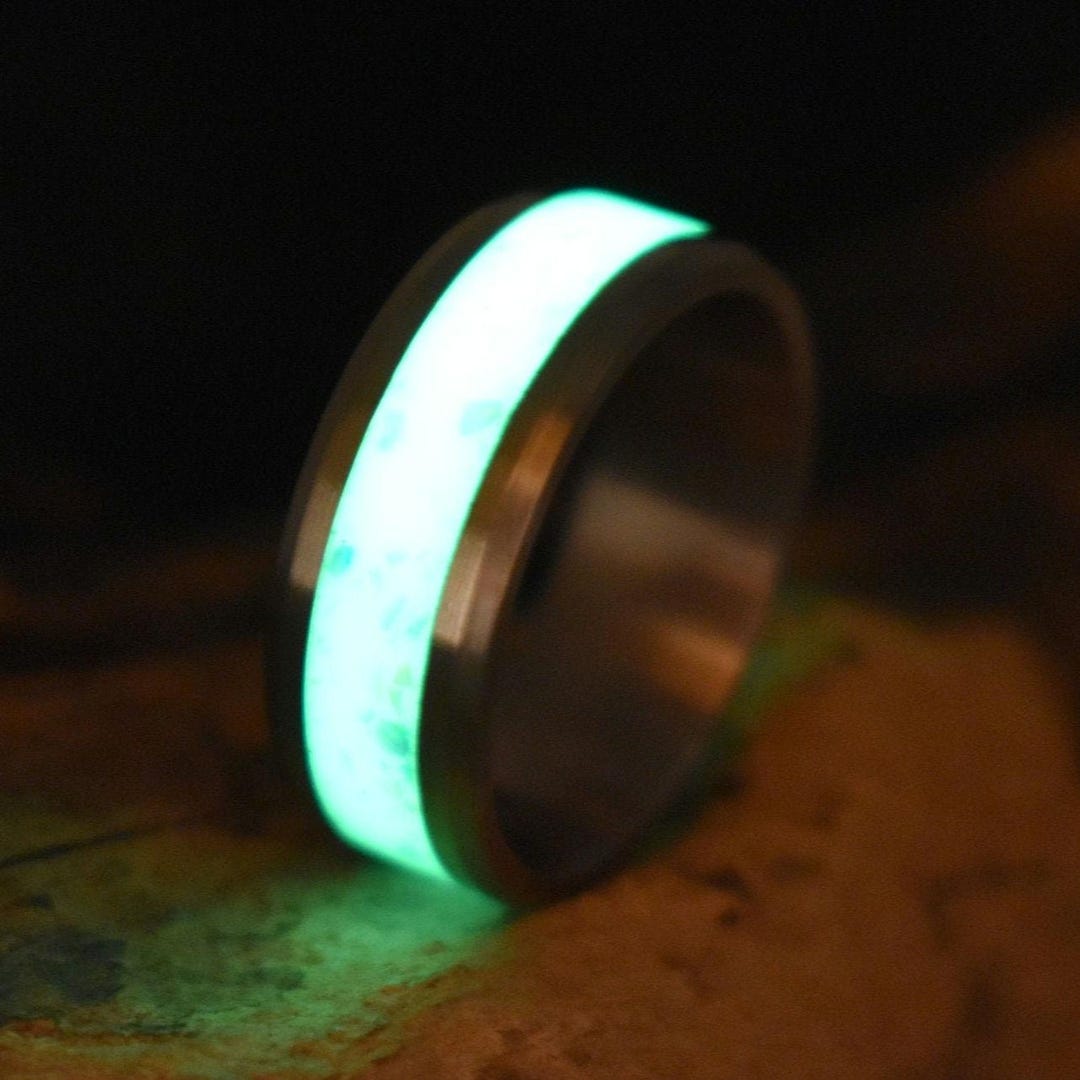 Partner Rings Ring Made of Titanium With Inlay of Green Opals and ...