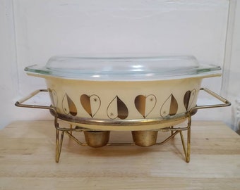 Vintage Pyrex Deluxe Golden Hearts W/ BOX Cinderella Casserole and ...