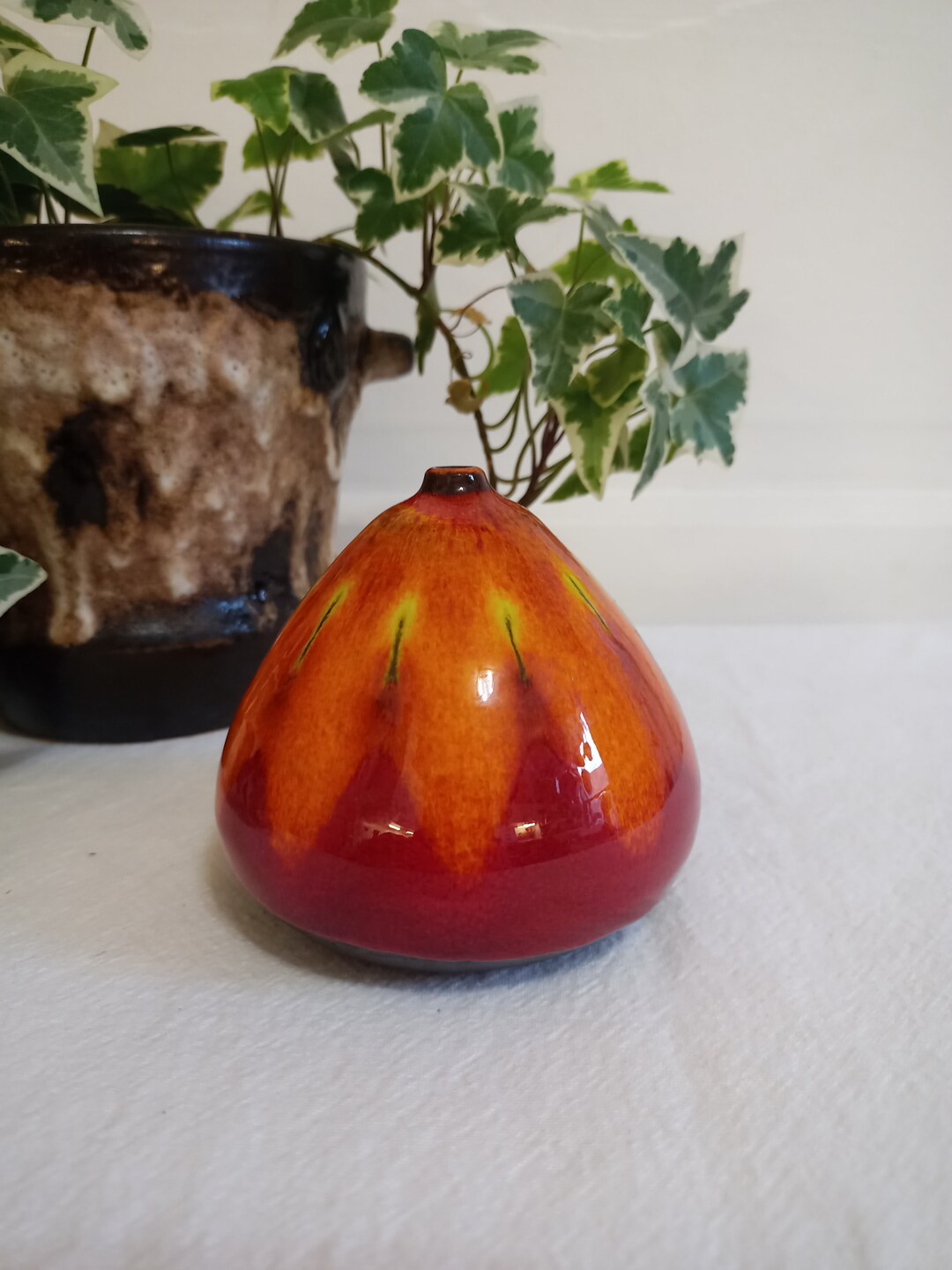 Opec Design Canada Orange Red Pottery Weed Pot Vase - Etsy