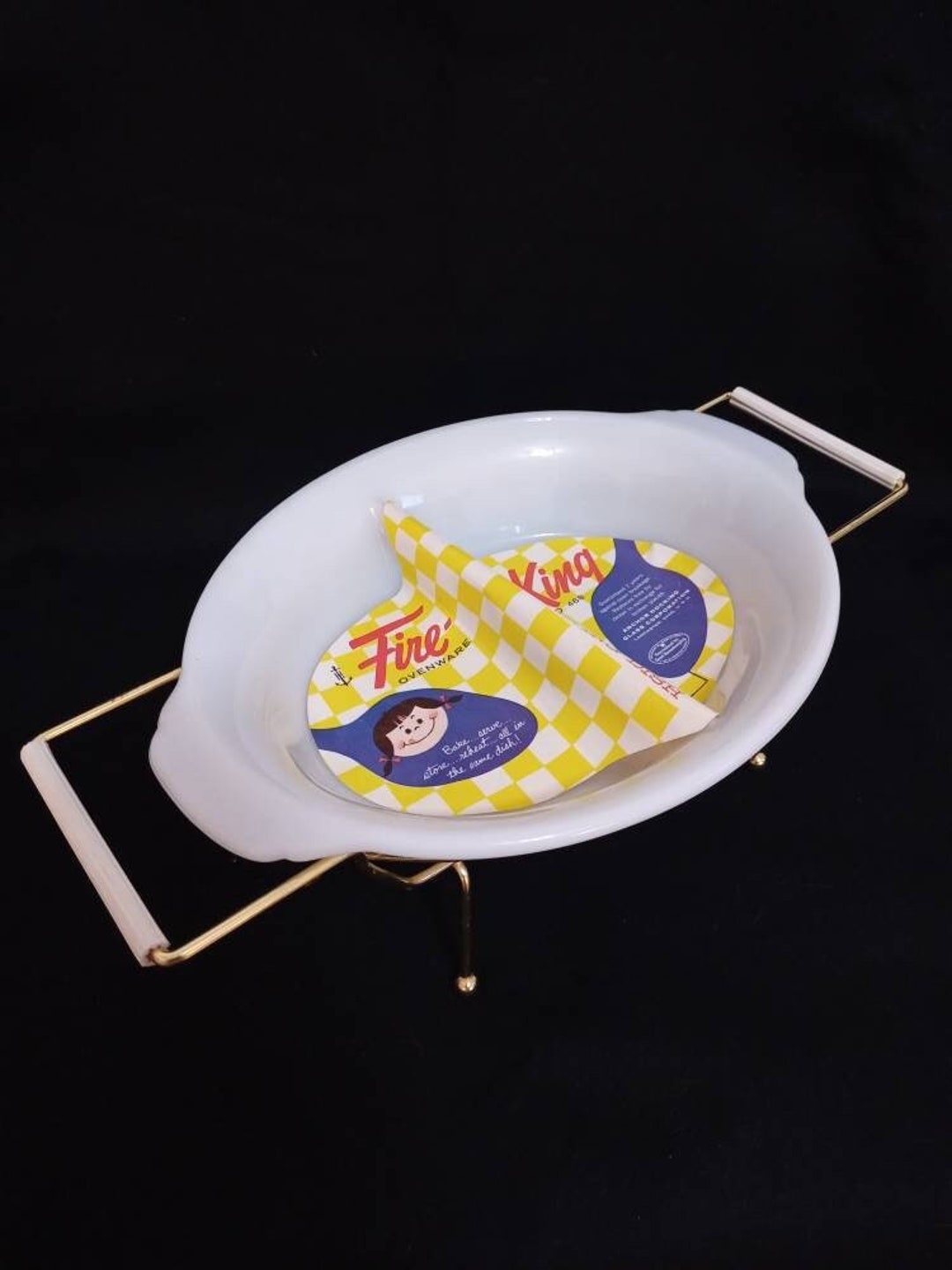 Fire King Divided Dish With Carrier Vintage NOS 1950's - Etsy